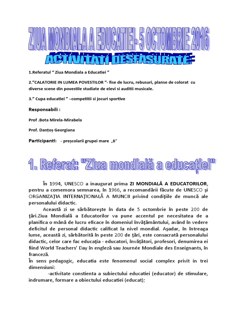 Ziua Educatiei | PDF