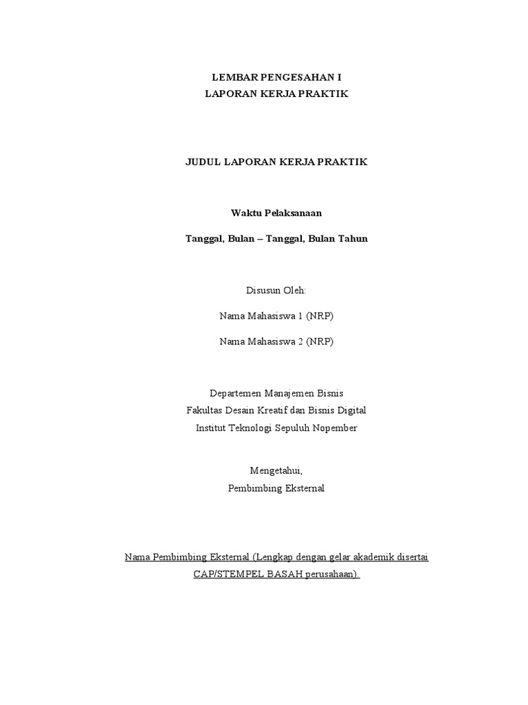 Template Lembar Pengesahan Laporan KP | PDF