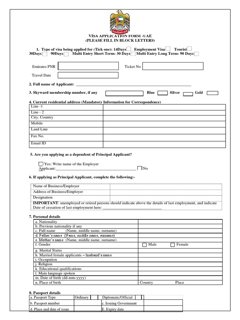 UAE Visa Application Form Guide | PDF | Travel Visa | Passport