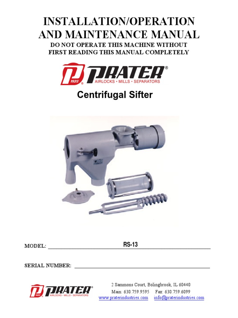 Mini Sifter Maintenance Manual | PDF