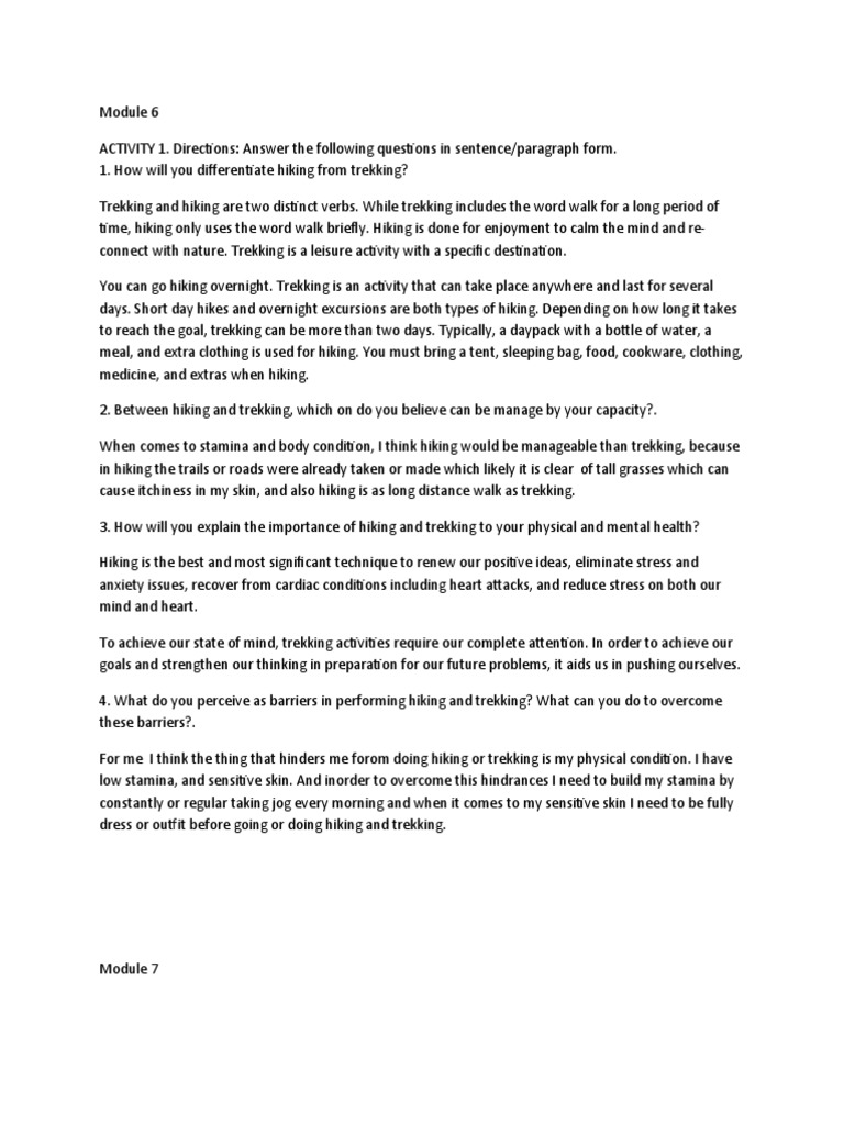 Module 6 - 7 | PDF | Hiking | Rock Climbing
