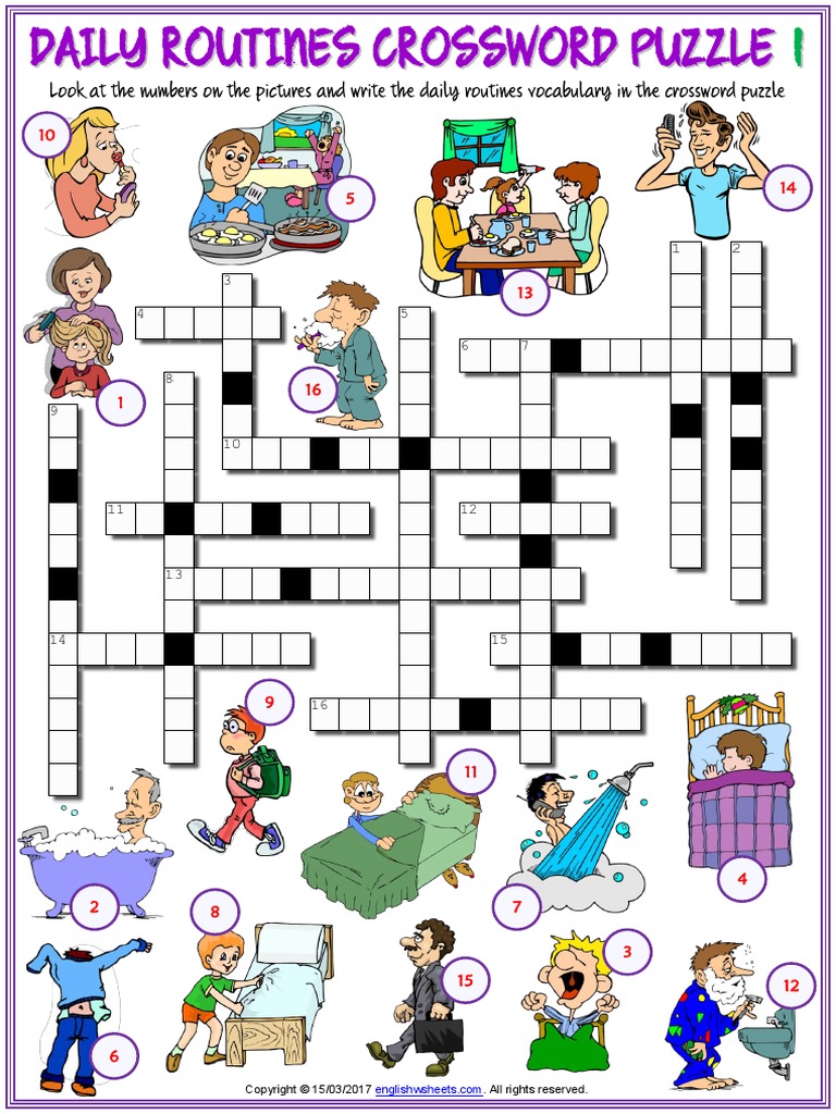 Crossword Daily Routines | PDF