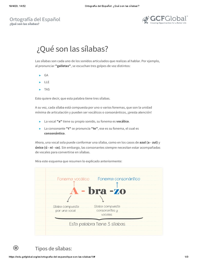 Ortografía Del Español - ¿Qué Son Las Sílabas | PDF | Sílaba | Vocal