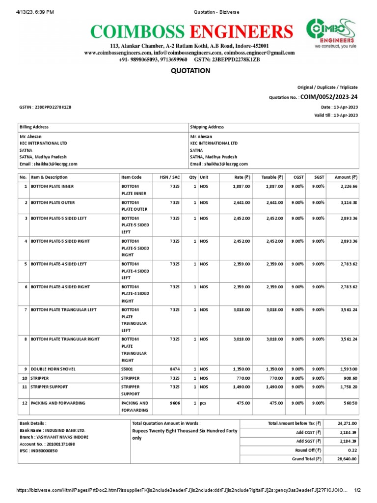 Quotation 0052 - KEC INTERNATIONAL | PDF