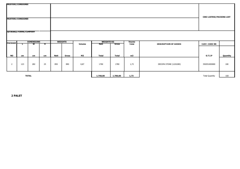2 Palet: 2 123 282 25 850 890 0,87 1700 1780 1,73 DECOPA STONE (122X280 ...