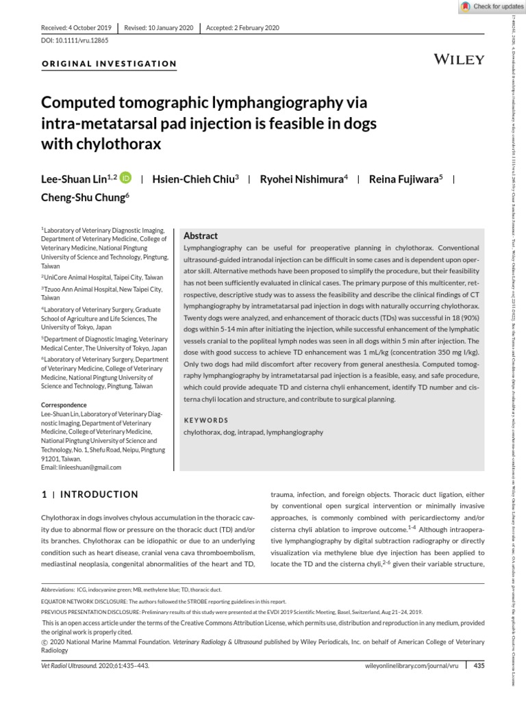 Vet Radiology Ultrasound - 2020 - Lin - Computed Tomographic ...