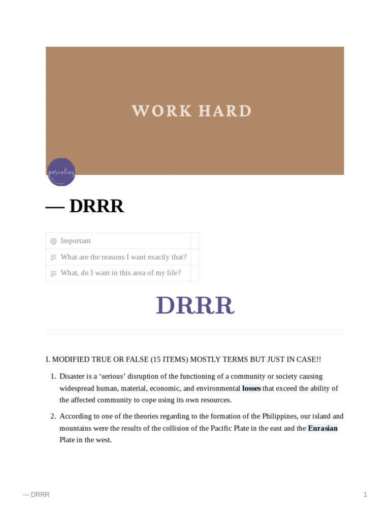 DRRR | PDF | Earthquakes | Hazards