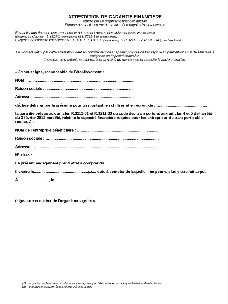 Garantie Financiere | PDF