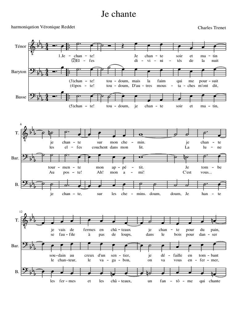 Paroles et partition de "Je chante" | PDF