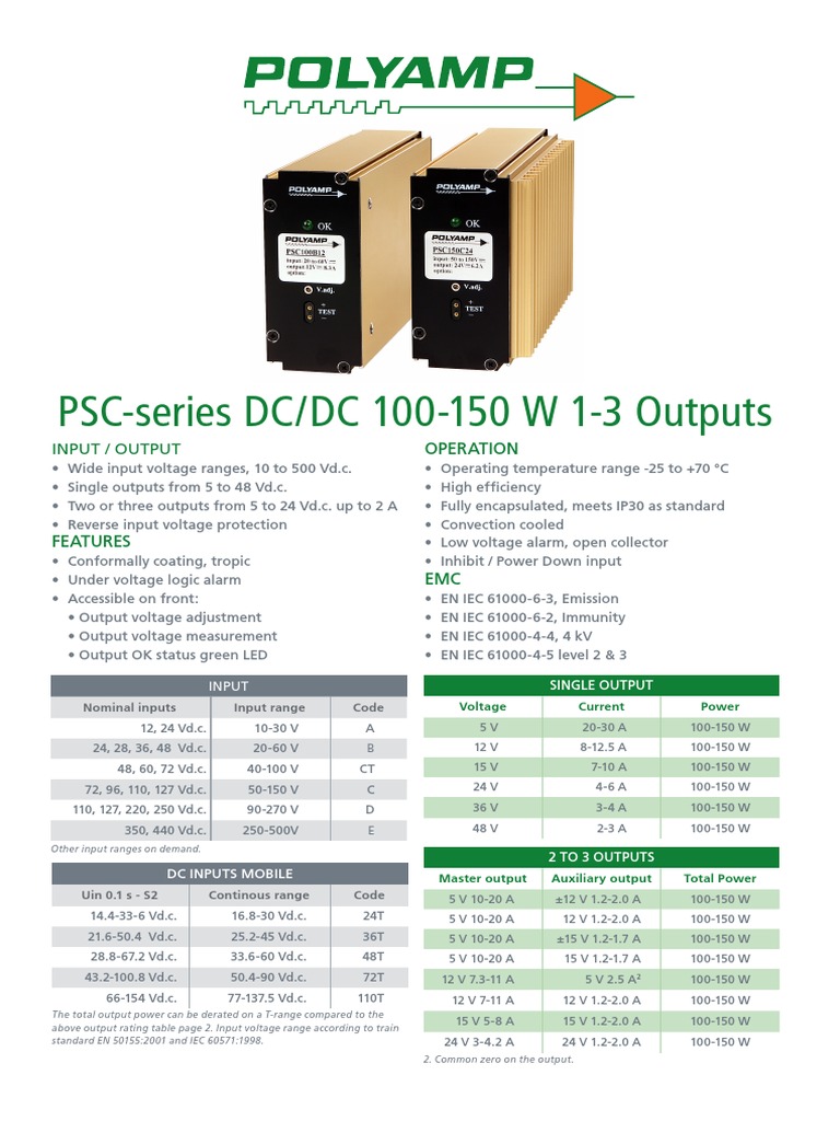 PSC100-150 Datenblatt - DC-DC Wandler Polyamp - 01.2017 | PDF | Relay ...
