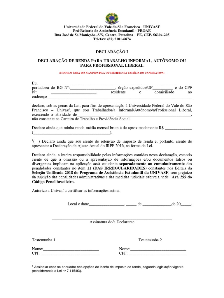 2018 1 Anexo V Modelos de Declaracoes | PDF