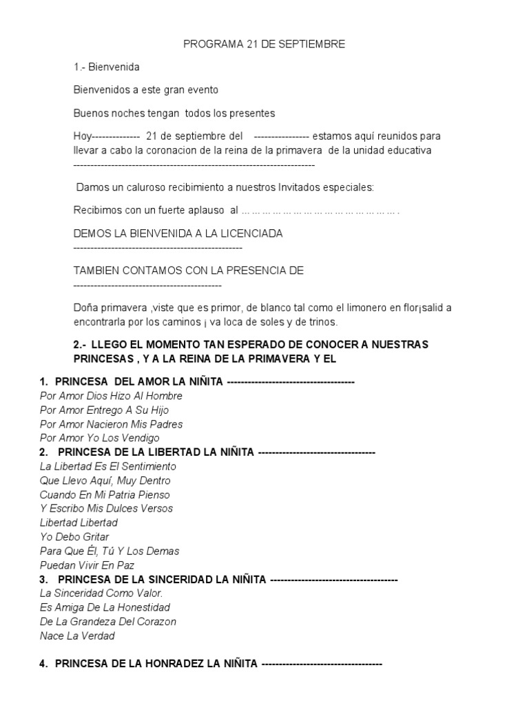 21 de Septiembre Reina de La Primavera | PDF