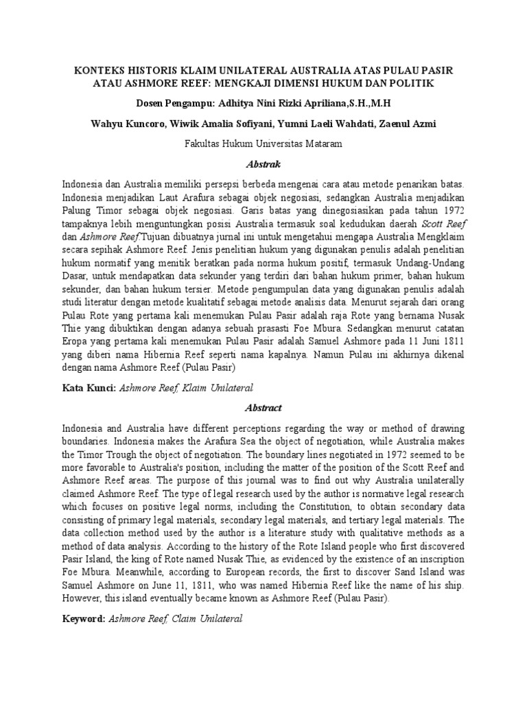 Klaim Unilateral Australia atas Ashmore Reef | PDF
