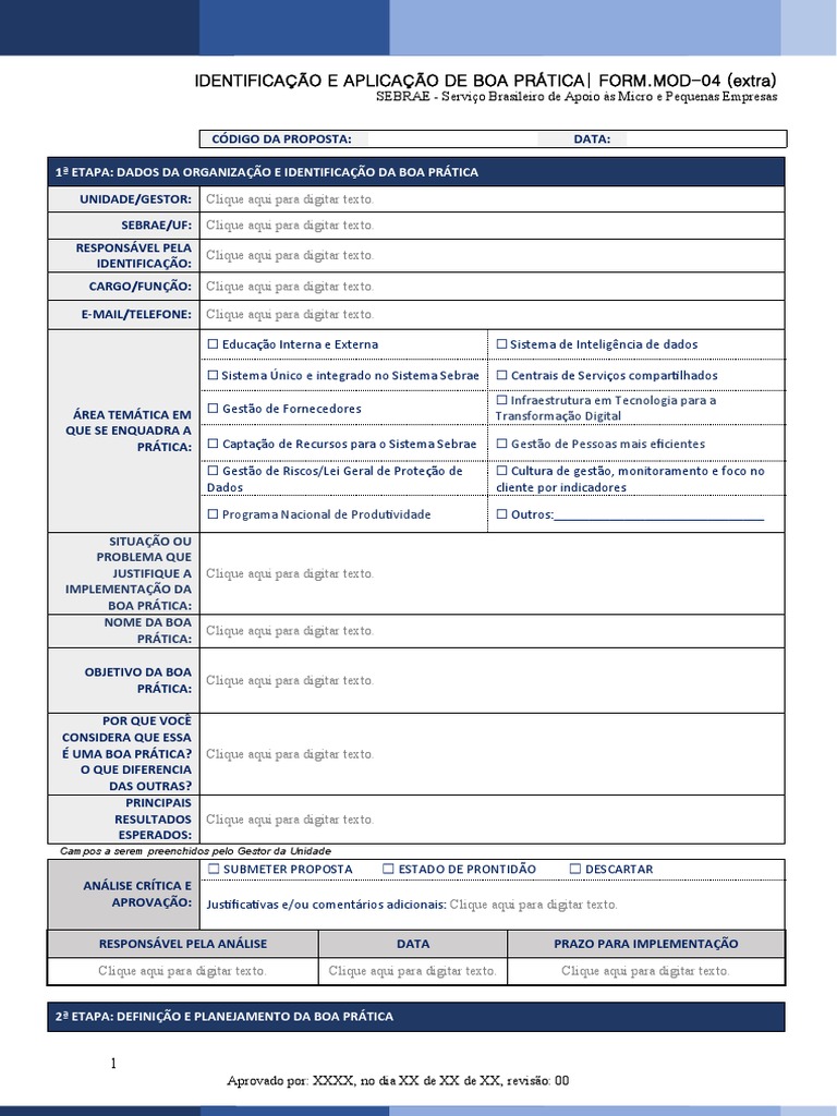 FORM - MOD-04. Identificação e Aplicação de Boa Prática (Modelo Extra ...