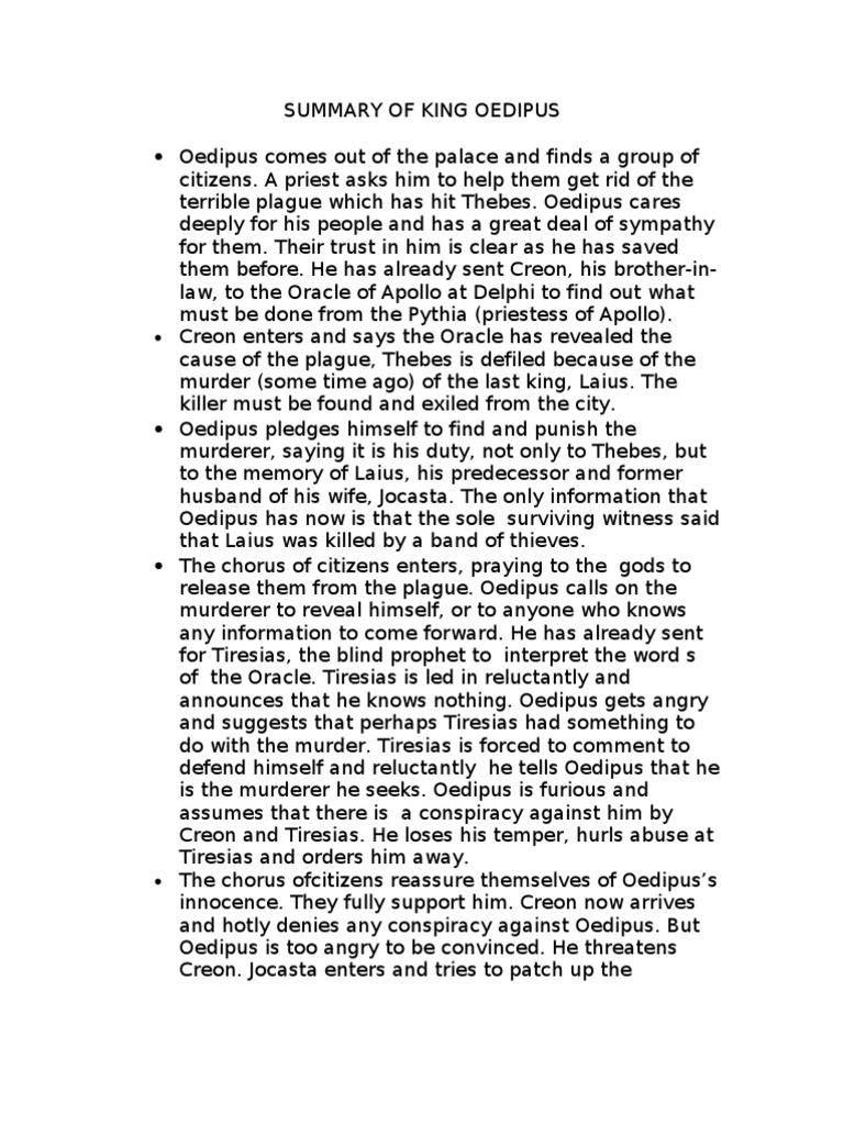 Oedipus The King - Summary | PDF | Mythology Of Central Greece ...