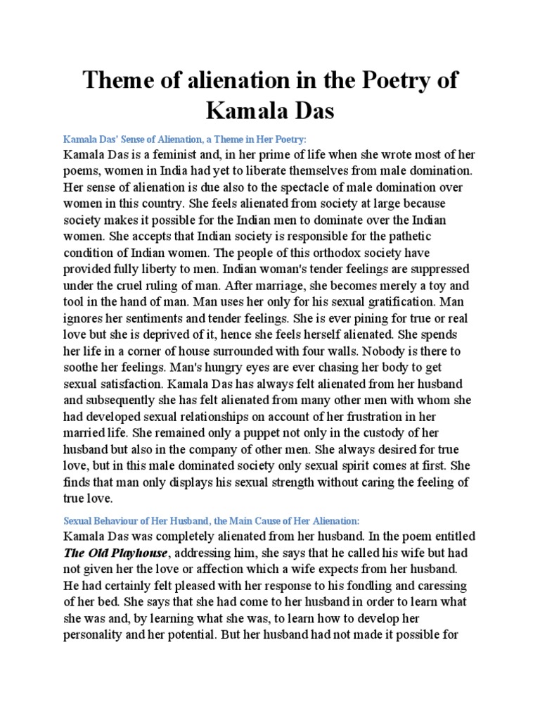 Theme of Alienation in The Poet - PC | PDF | Love