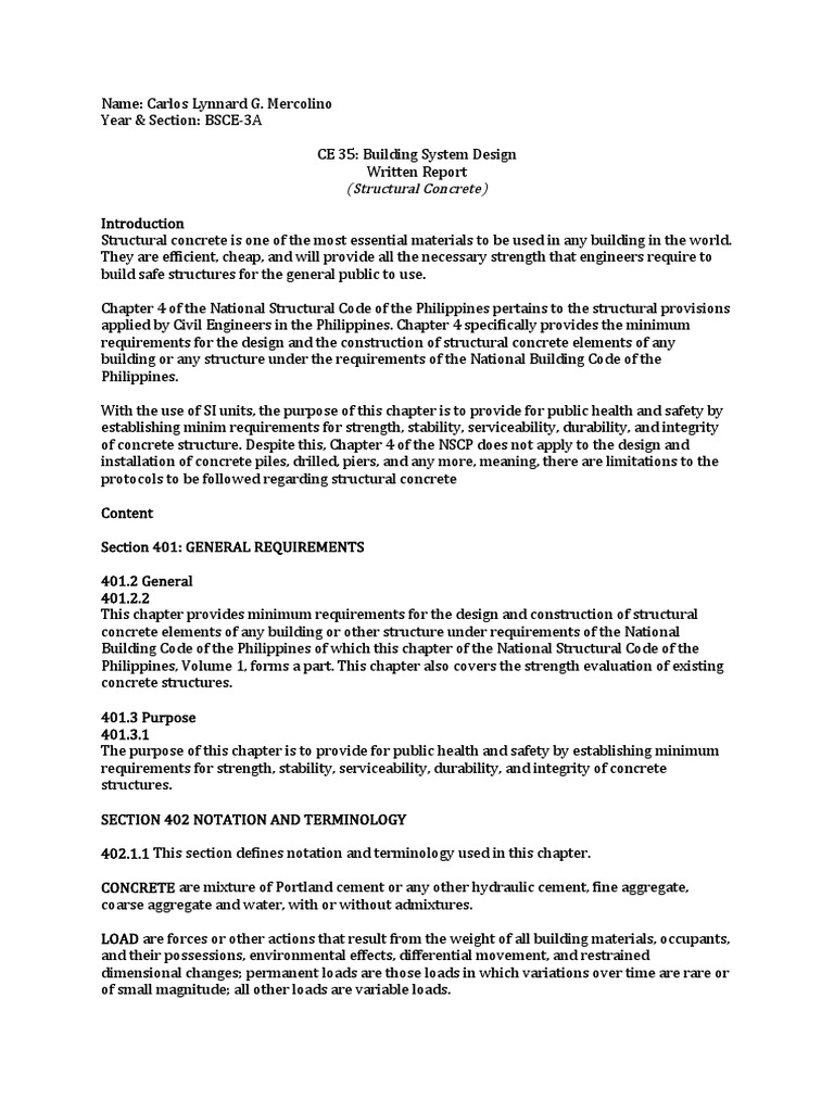 Written Report Final Concrete | PDF | Concrete | Civil Engineering