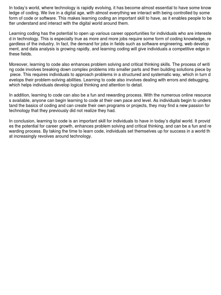Importance of Learning Coding | PDF