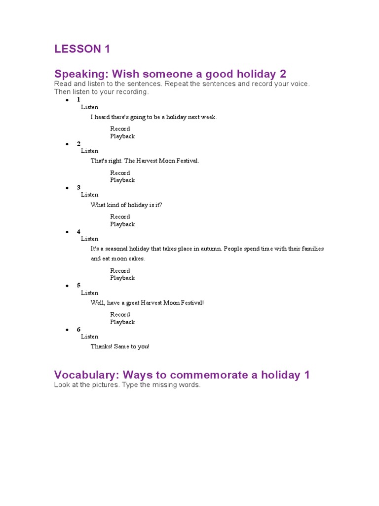 Commemorating Holidays and Customs | PDF | Pronoun | Sentence (Linguistics)