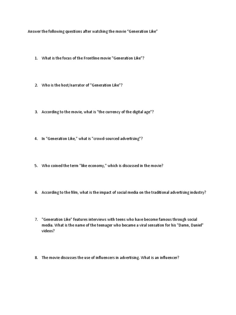 Generation Like Questions | PDF | Games & Activities | Social Science