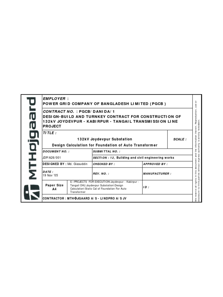 Transformer Foundation Design | PDF