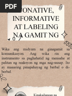 Grade 11 - Conative, Informative at Labeling Na Gamit NG Wika | PDF