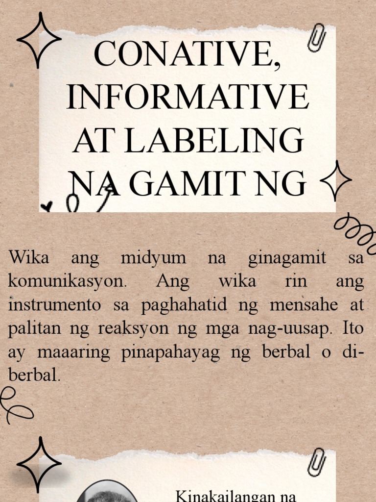 Conative, Informative at Labeling Na Gamit NG Wika | PDF