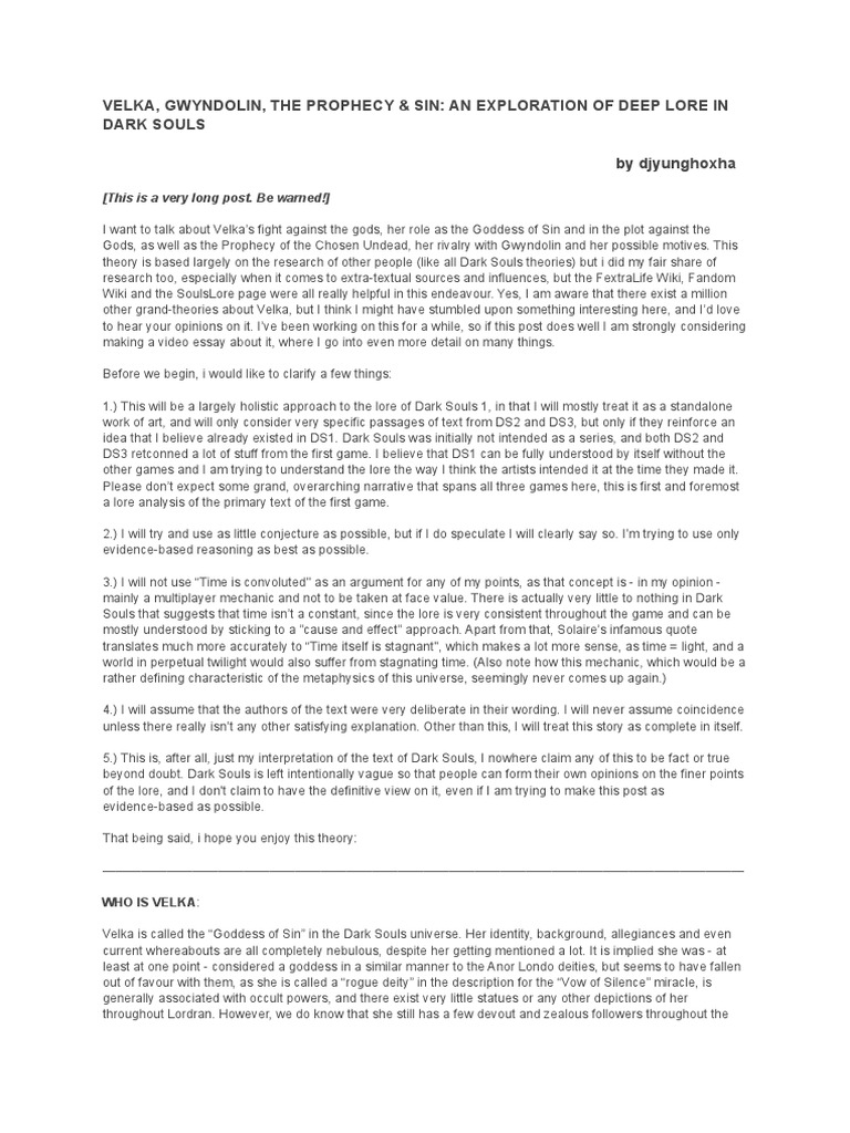 Velka Gwyndolin The Prophecy and Sin An Exploration of Deep Lore in ...