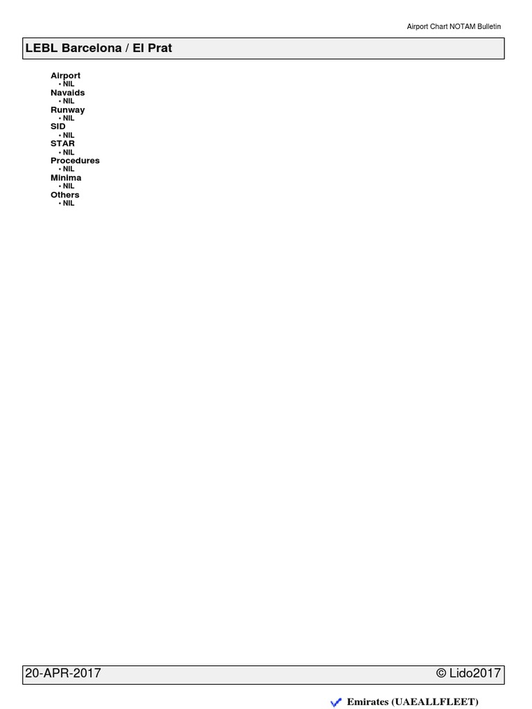 LEBL Barcelona / El Prat: Airport Navaids Runway SID Star Procedures ...