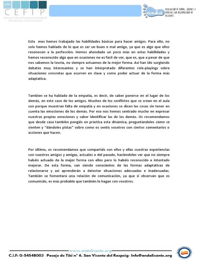 Habilidades Sociales y Empatía en Clase | PDF | Salud y bienestar