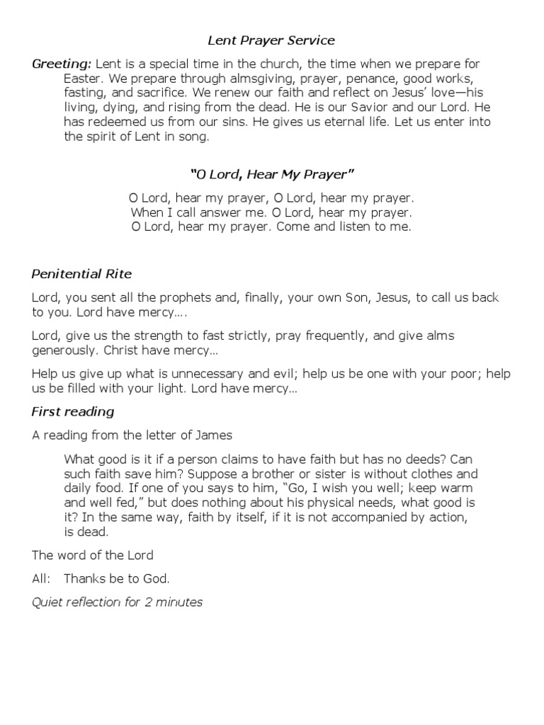 Lenten Prayer Service | PDF