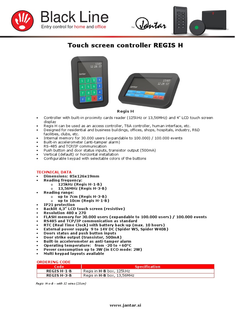 Datasheet REGIS H 1 B | PDF | Computers