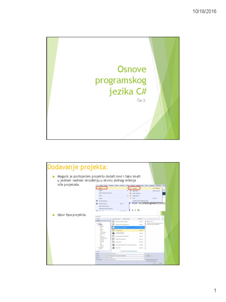 Osnove Programskog Jezika C#: Dodavanje Projekta | PDF
