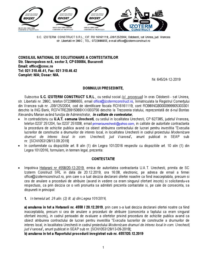 Contestatie CNSC - Semnata | PDF