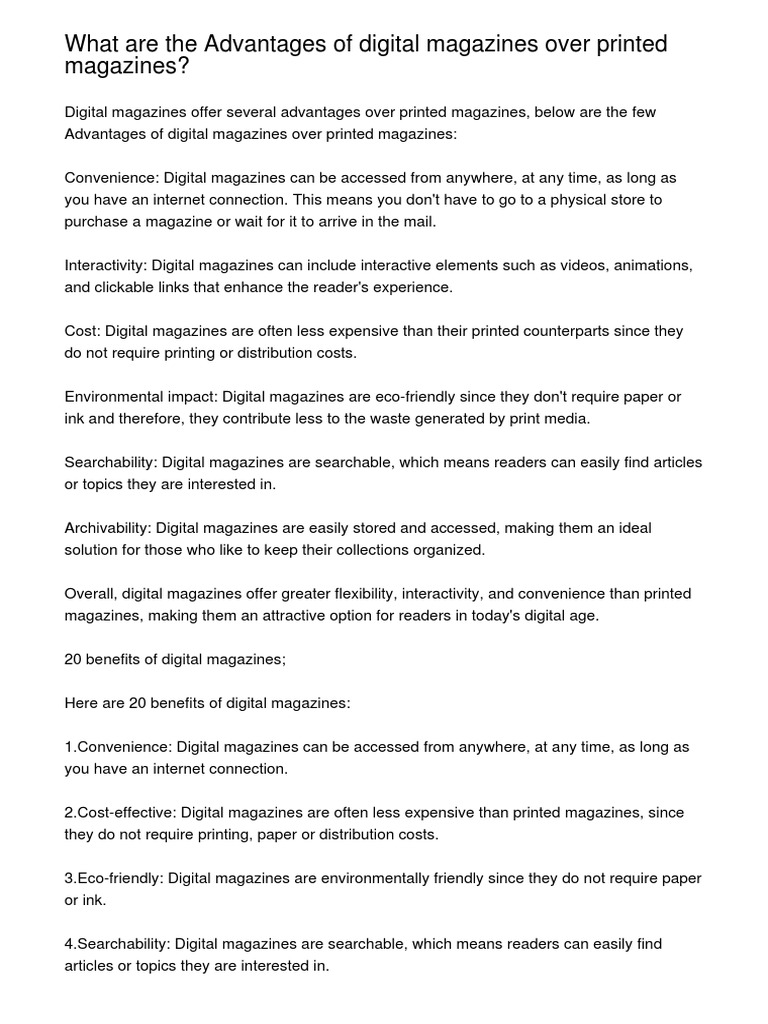 What Are The Advantages of Digital Magazines Over Printed ...