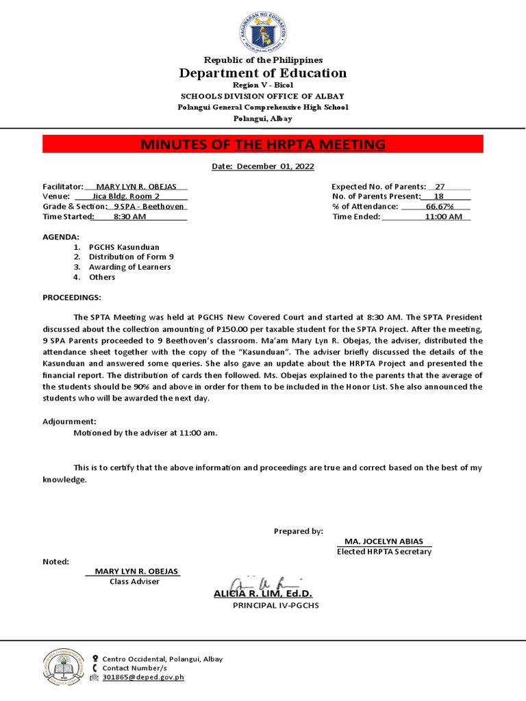 G-9-Spta Meeting Minutes | PDF