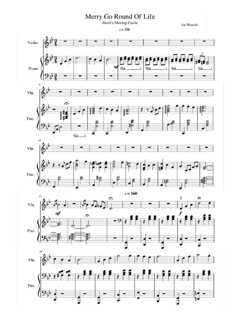 Merry Go Round Of Life Violino Piano Pdf
