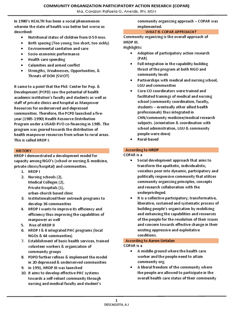 COPAR | PDF | Nursing | Participatory Action Research