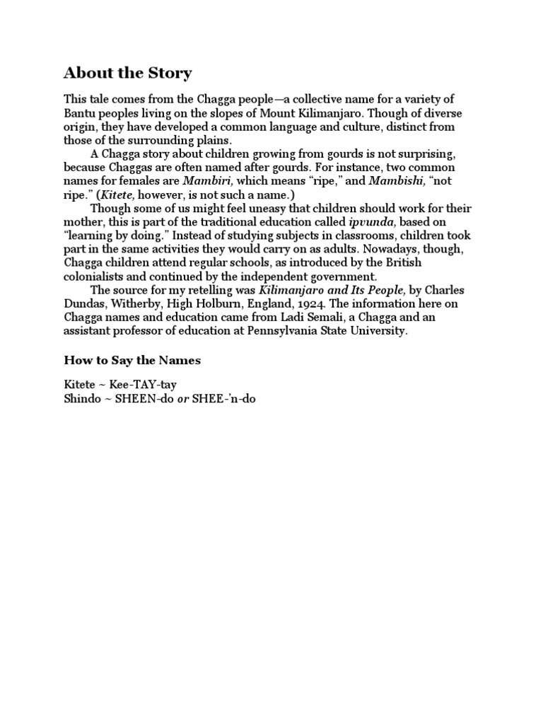 Chagga Story: Children and Gourds | PDF