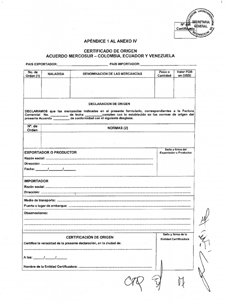ACE_059_Anexo_004_Apen_001 CERTIFICADO DE ORIGEN | PDF