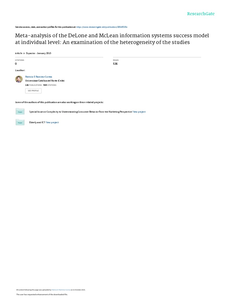 DeLone & McLean Model Meta-Analysis | PDF | Information System | Meta ...