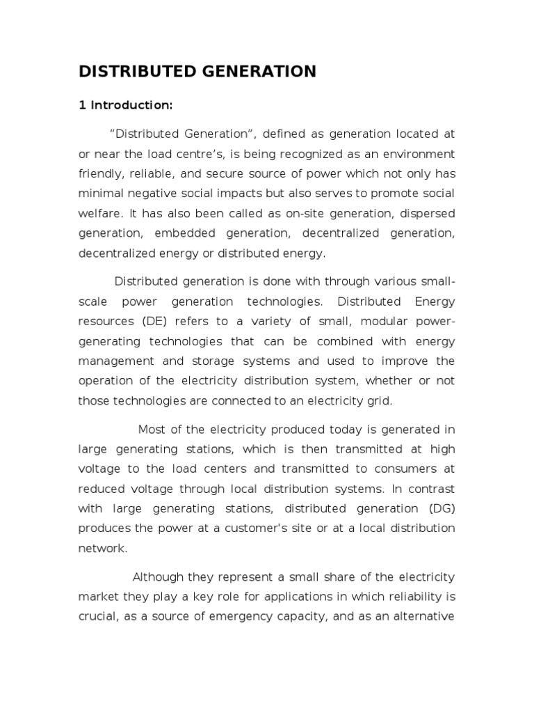 Distributed Generation Notes | PDF | Distributed Generation ...