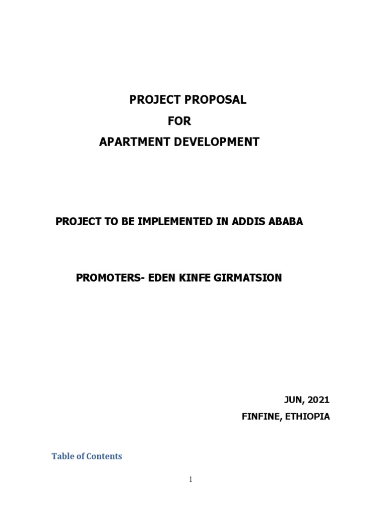 Project Proposal FOR Apartment Development: Project To Be Implemented ...