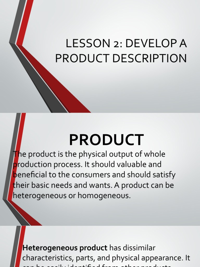 Q2 Lesson 2 Develop A Product Description | PDF