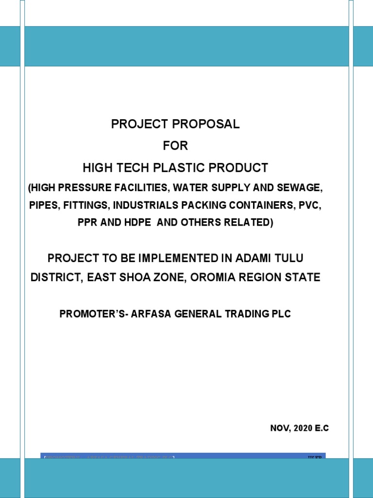 Project Proposal FOR High Tech Plastic Product | PDF | Recycling | Plastic