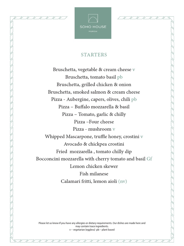 Cecconi's Package Menu's | PDF | Pizza | Salad