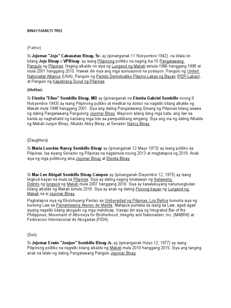 Binay Familty Tree SCRPT | PDF