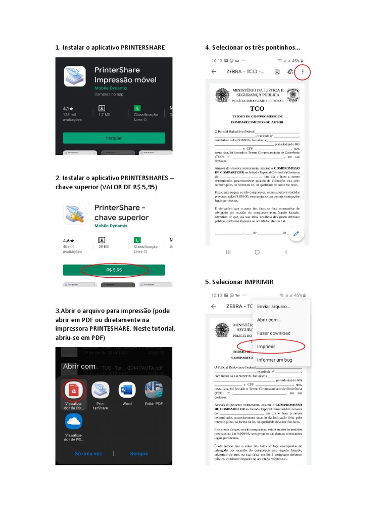 Instalação do App PrinterShare | PDF