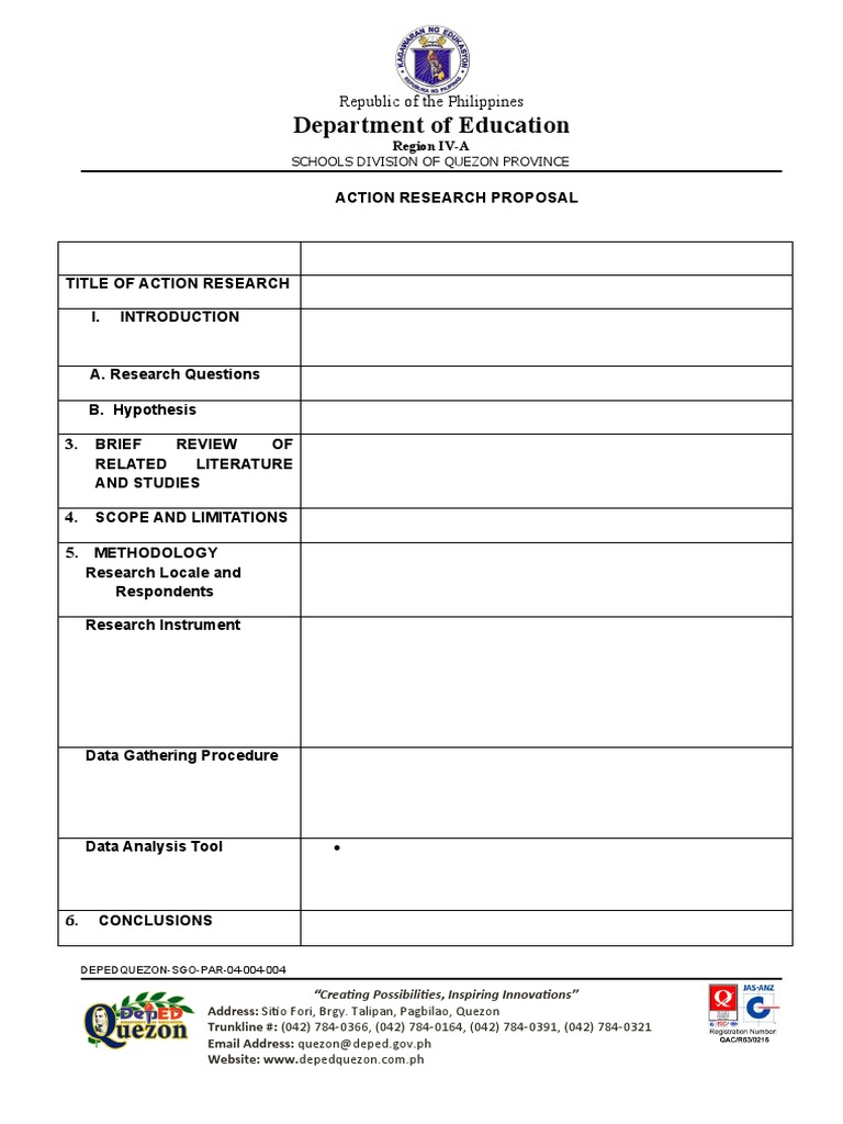 Action Research Proposal Template | PDF