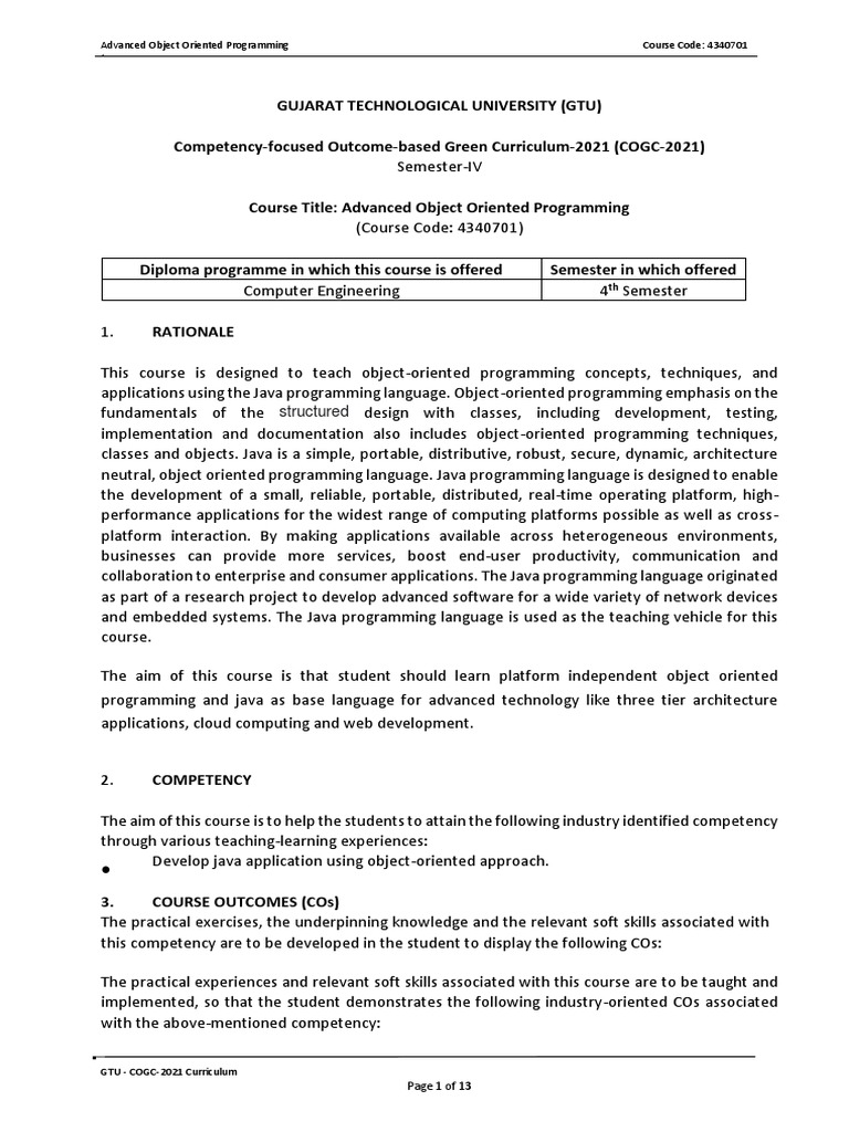 Advanced Object Oriented Programming | PDF | Method (Computer Programming) | Class (Computer ...